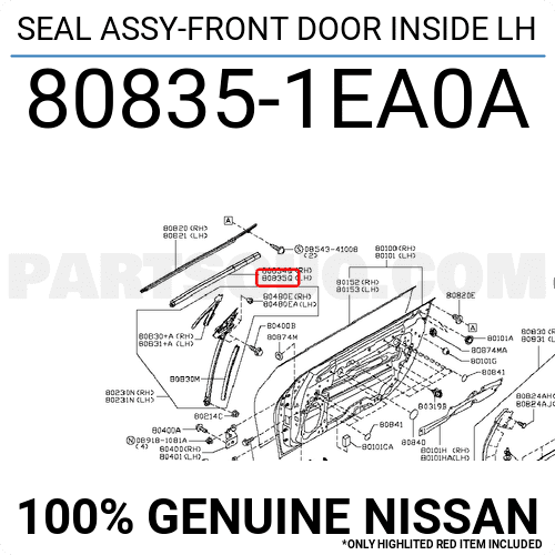SEAL ASSY-FRONT DOOR INSIDE LH 808351EA0A | Nissan Parts | PartSouq