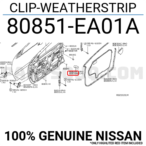 CLIP-WEATHERSTRIP 80851EA01A | Nissan Parts | PartSouq