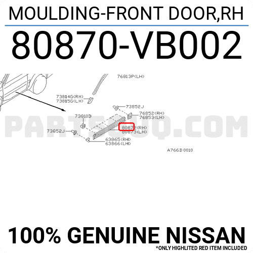 MOULDING-FRONT DOOR,RH 80870VB002 | Nissan Parts | PartSouq