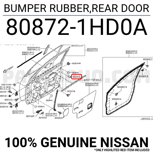 BUMPER RUBBER,REAR DOOR 808721HD0A | Nissan Parts | PartSouq