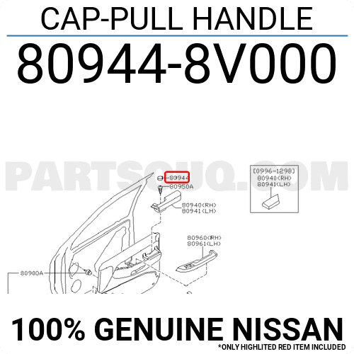 CAP-PULL HANDLE 809448V000 | Nissan Parts | PartSouq