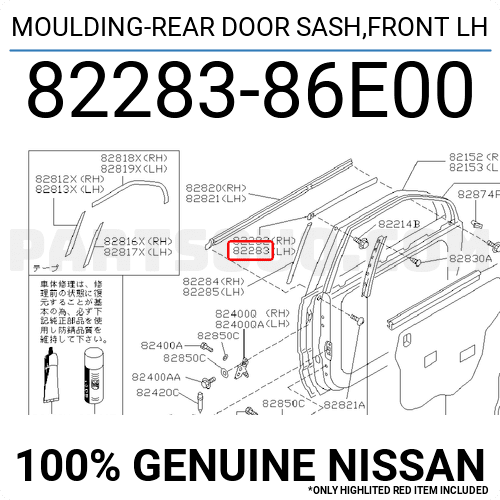 MOULDING-REAR DOOR SASH,FRONT LH 8228386E00 | Nissan Parts | PartSouq