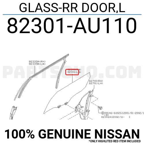 GLASS-RR DOOR,L 82301AU110 | Nissan Parts | PartSouq