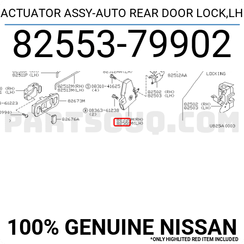 ACTUATOR ASSY-AUTO REAR DOOR LOCK,LH 8255379902 | Nissan Parts | PartSouq