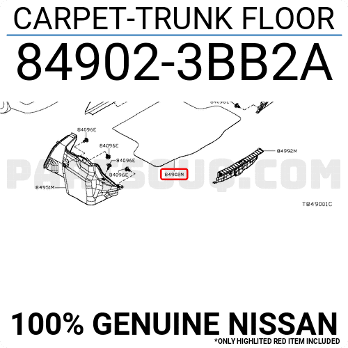 CARPET-TRUNK FLOOR 849023BB2A | Nissan Parts | PartSouq