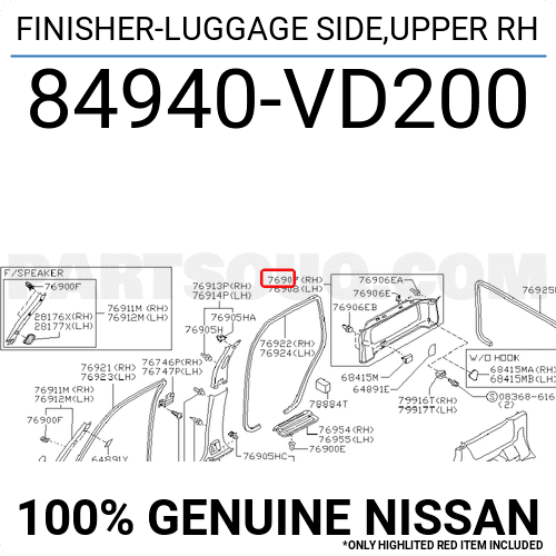 FINISHER-LUGGAGE SIDE,UPPER RH 84940VD200 | Nissan Parts | PartSouq