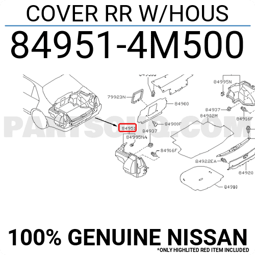COVER RR W/HOUS 849514M500 | Nissan Parts | PartSouq
