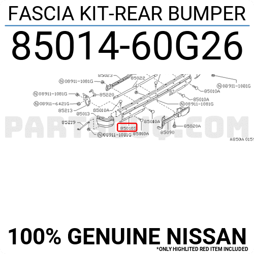 FASCIA KIT-REAR BUMPER 8501460G26 | Nissan Parts | PartSouq