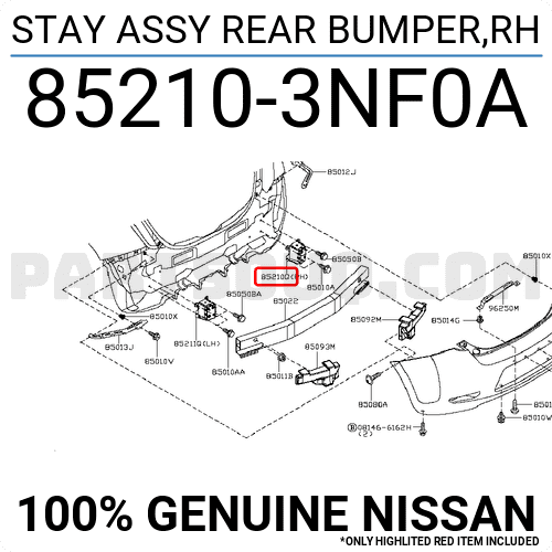 STAY ASSY REAR BUMPER,RH 852103NF0A | Nissan Parts | PartSouq