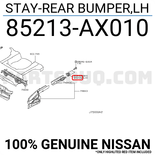 STAY-REAR BUMPER,LH 85213AX010 | Nissan Parts | PartSouq