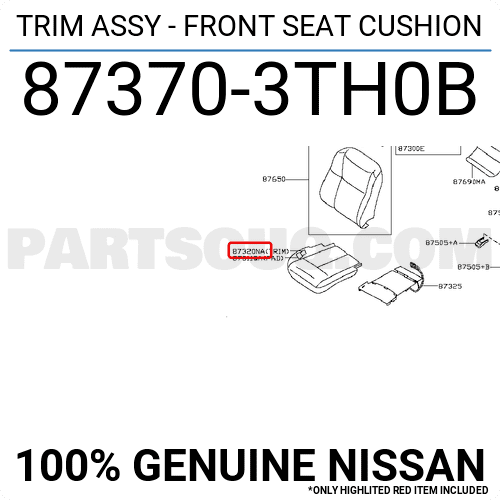 TRIM ASSY - FRONT SEAT CUSHION 873703TH0B | Nissan Parts | PartSouq