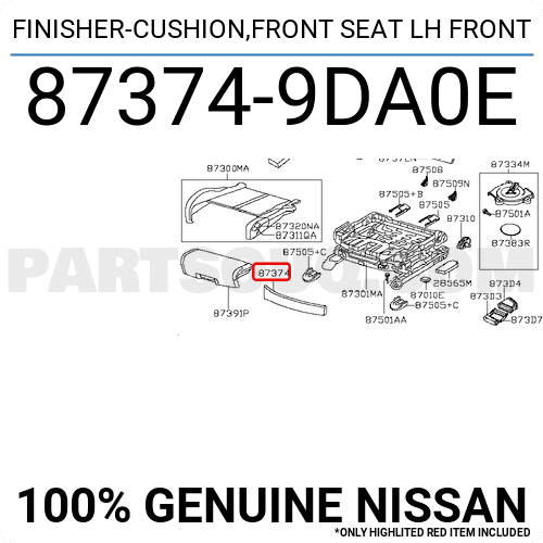 FINISHER-CUSHION,FRONT SEAT LH FRONT 873749DA0E | Nissan Parts | PartSouq