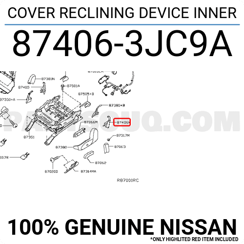 COVER RECLINING DEVICE INNER 874063JC9A | Nissan Parts | PartSouq