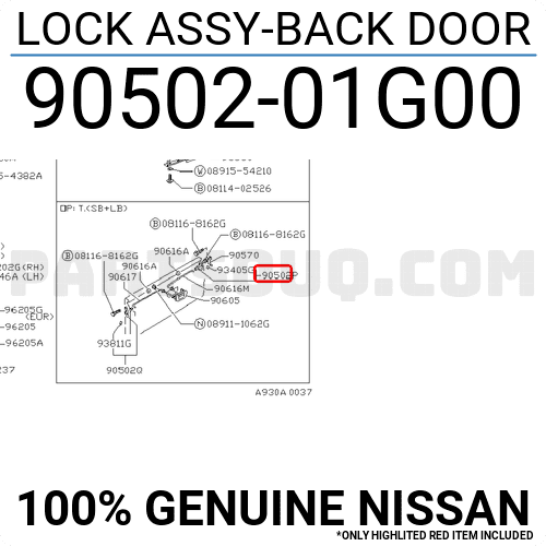 LOCK ASSY-BACK DOOR 9050201G00 | Nissan Parts | PartSouq