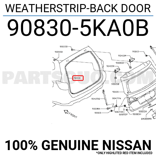 WEATHERSTRIP-BACK DOOR 908305KA0B | Nissan Parts | PartSouq