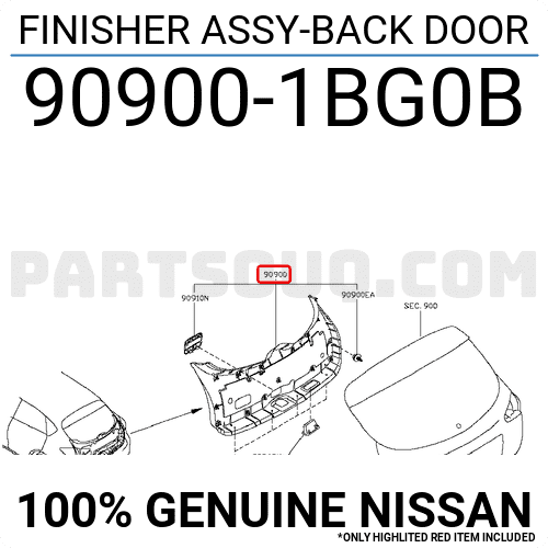 FINISHER ASSY-BACK DOOR 909001BG0B | Nissan Parts | PartSouq