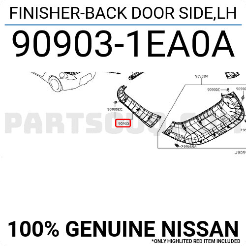 FINISHER-BACK DOOR SIDE,LH 909031EA0A | Nissan Parts | PartSouq