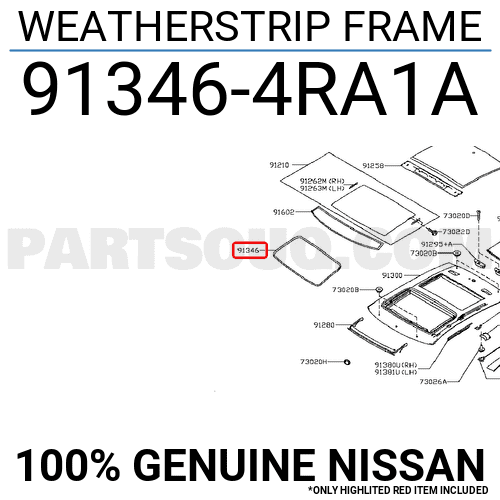 WEATHERSTRIP FRAME 913464RA1A | Nissan Parts | PartSouq
