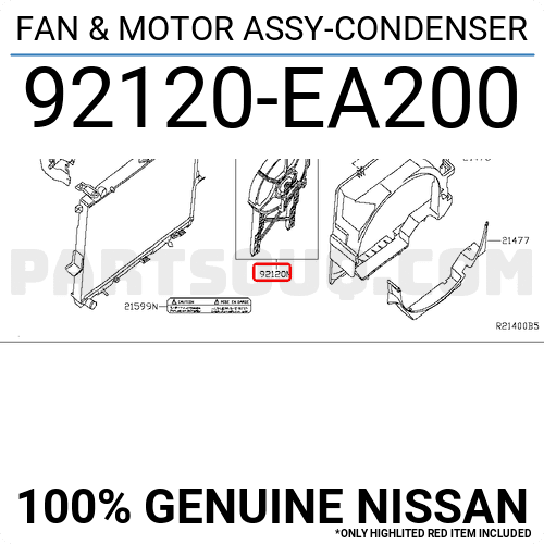 FAN & MOTOR ASSY-CONDENSER 92120EA200 | Nissan Parts | PartSouq