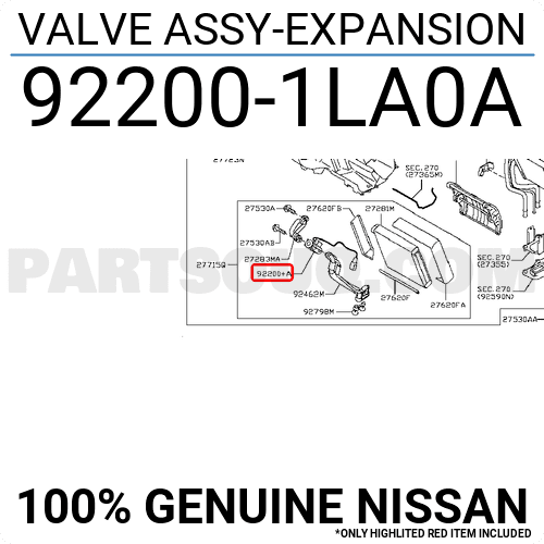 VALVE ASSY-EXPANSION 922001LA0A | Nissan Parts | PartSouq