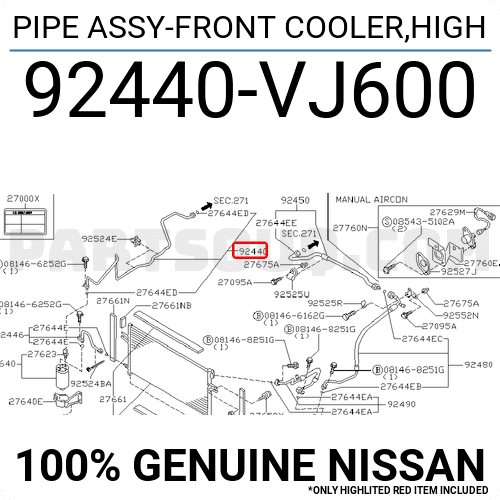 PIPE ASSY-FRONT COOLER,HIGH 92440VJ600 | Nissan Parts | PartSouq