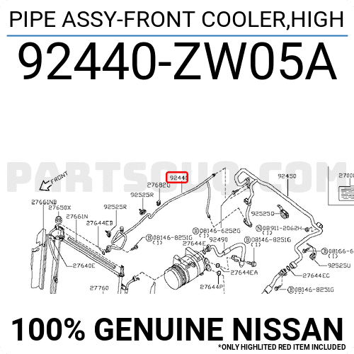 PIPE ASSY-FRONT COOLER,HIGH 92440ZW05A | Nissan Parts | PartSouq