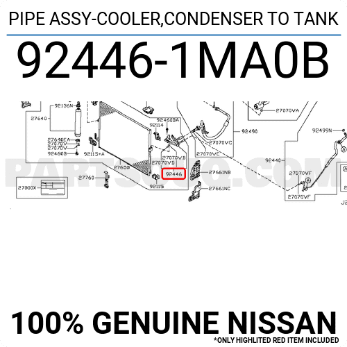 PIPE ASSY-COOLER,CONDENSER TO TANK 924461MA0B | Nissan Parts | PartSouq