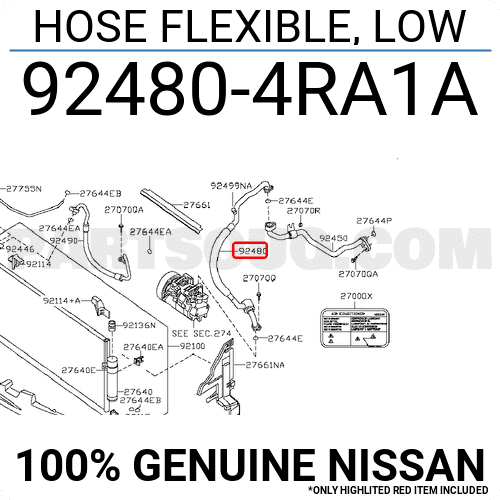 HOSE FLEXIBLE, LOW 924804RA1A | Nissan Parts | PartSouq