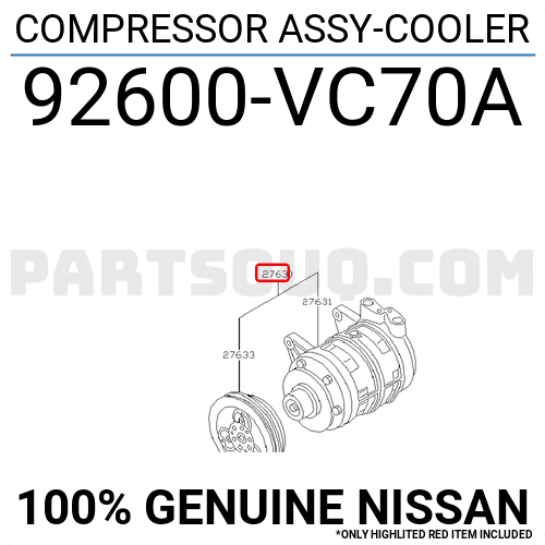 COMPRESSOR ASSY-COOLER 92600VC70A | Nissan Parts | PartSouq