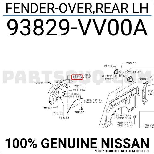 FENDER-OVER,REAR LH 93829VV00A | Nissan Parts | PartSouq