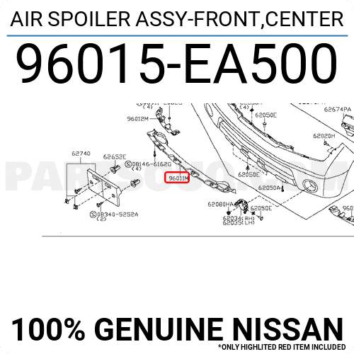 AIR SPOILER ASSY-FRONT,CENTER 96015EA500 | Nissan Parts | PartSouq