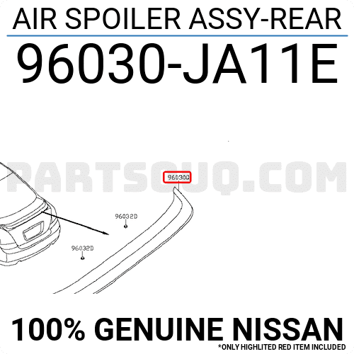 AIR SPOILER ASSY-REAR 96030JA11E | Nissan Parts | PartSouq