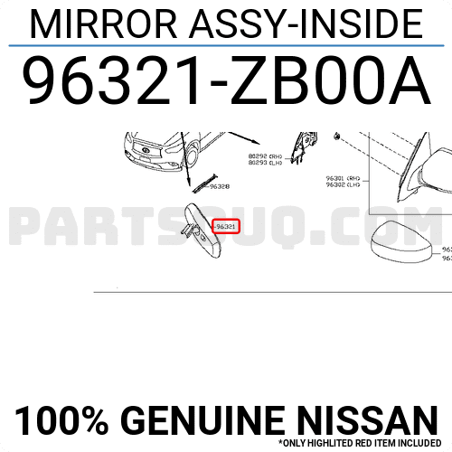 MIRROR ASSY-INSIDE 96321ZB00A | Nissan Parts | PartSouq