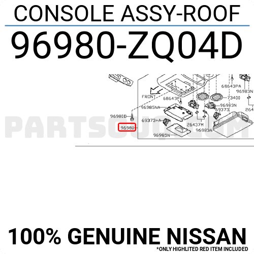 CONSOLE ASSY-ROOF 96980ZQ04D | Nissan Parts | PartSouq