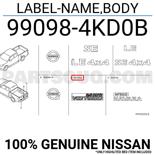 LABEL-NAME,BODY 990984KD0B | Nissan Parts | PartSouq