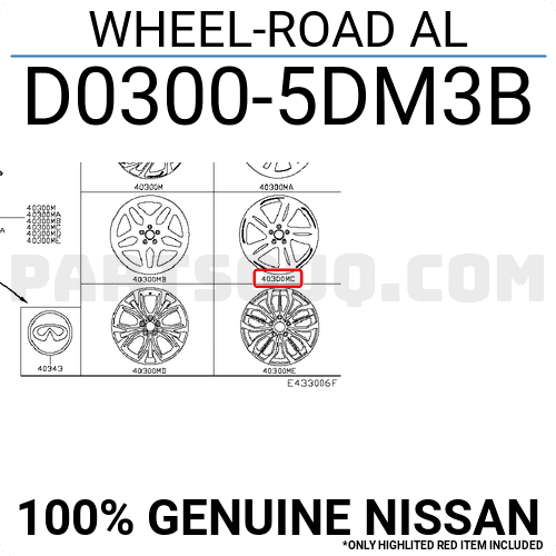 WHEEL-ROAD AL D03005DM3B | Nissan Parts | PartSouq