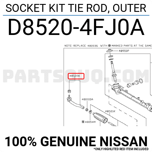 SOCKET KIT TIE ROD, OUTER D85204FJ0A | Nissan Parts | PartSouq