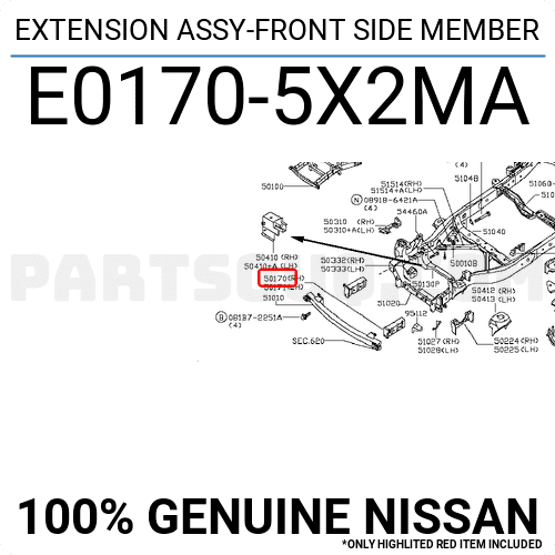 EXTENSION ASSY-FRONT SIDE MEMBER E01705X2MA | Nissan Parts | PartSouq