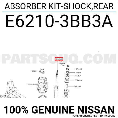 ABSORBER KIT-SHOCK,REAR E62103BB3A | Nissan Parts | PartSouq
