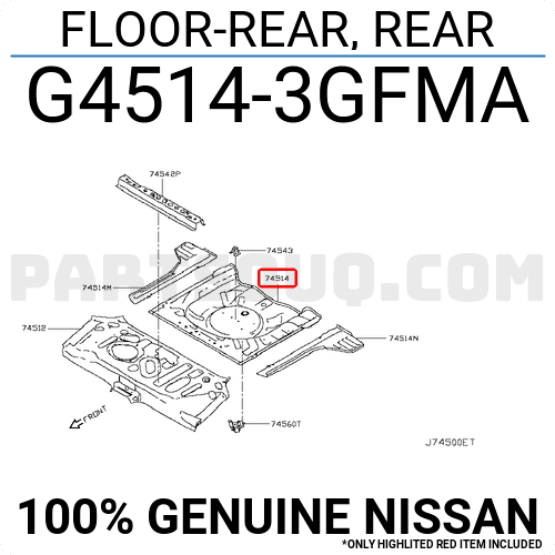 FLOOR-REAR, REAR G45143GFMA | Nissan Parts | PartSouq