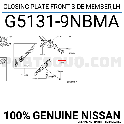 CLOSING PLATE FRONT SIDE MEMBER,LH G51319NBMA | Nissan Parts | PartSouq
