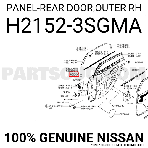 PANEL-REAR DOOR,OUTER RH H21523SGMA | Nissan Parts | PartSouq