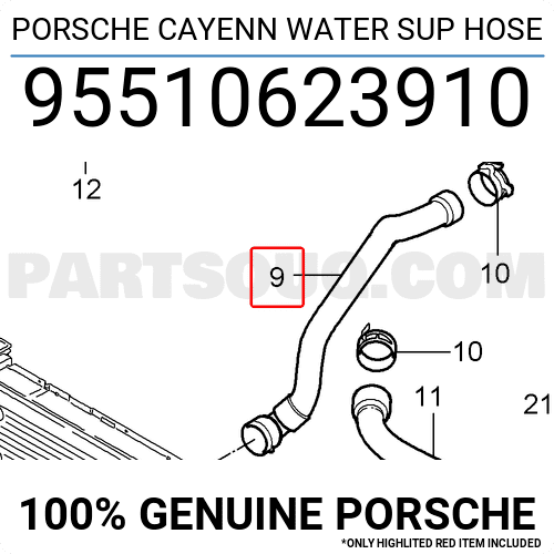 PORSCHE CAYENN WATER SUP HOSE 95510623910 | Porsche Parts | PartSouq