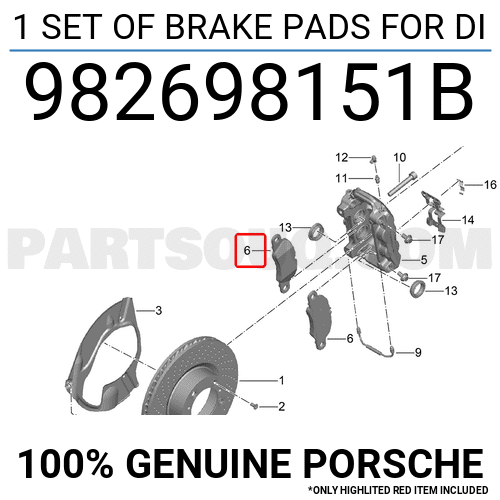 1 set of brake pads for di 982698151B | Porsche Parts | PartSouq