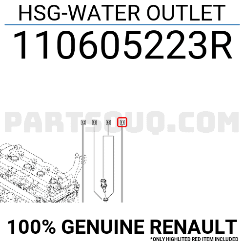 HSG-WATER OUTLET 110605223R | Renault Parts | PartSouq