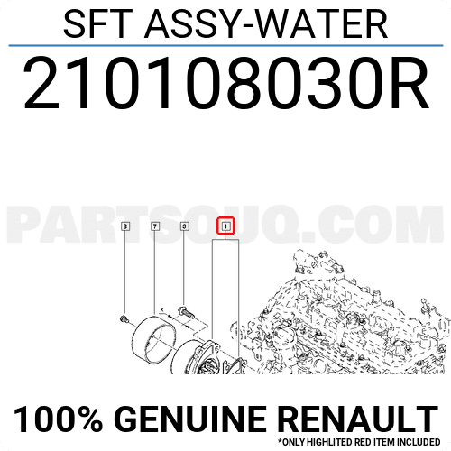 SFT ASSY-WATER 210108030R | Renault Parts | PartSouq