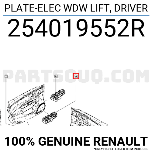 PLATE-ELEC WDW LIFT, DRIVER 254019552R | Renault Parts | PartSouq