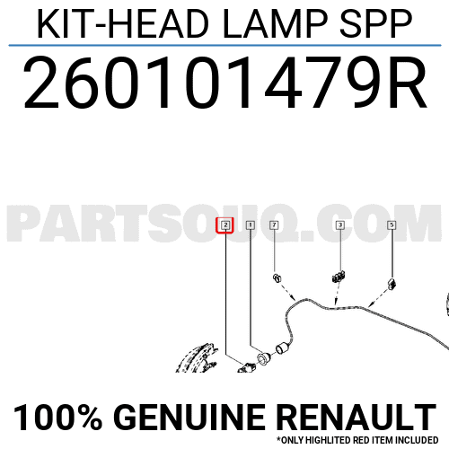 KIT-HEAD LAMP SPP 260101479R | Renault Parts | PartSouq