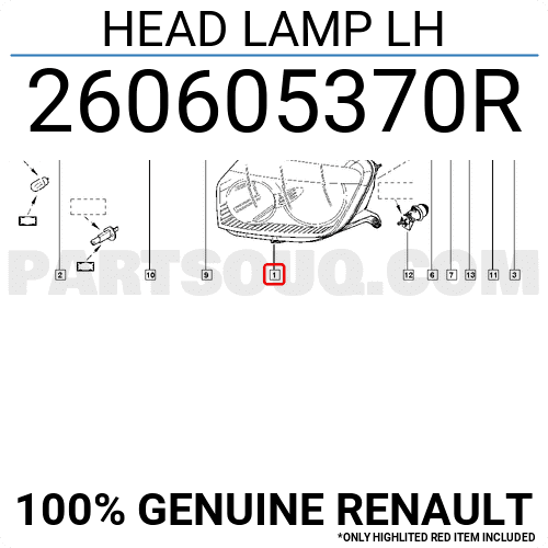 HEAD LAMP LH 260605370R | Renault Parts | PartSouq