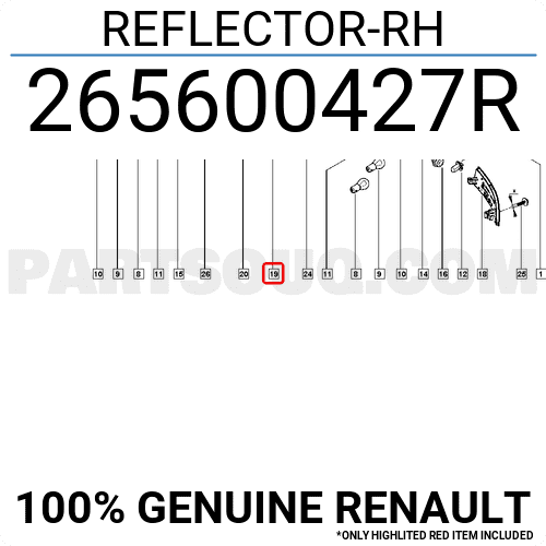 REFLECTOR-RH 265600427R | Renault Parts | PartSouq